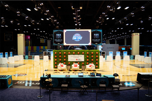 Modern Panel Discussion Setup with Branded Green Wall – Backstroy ...